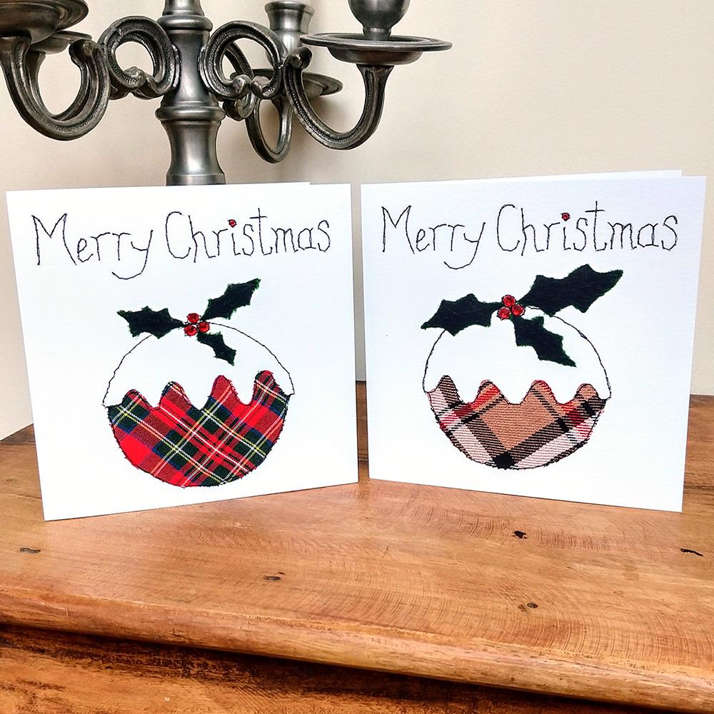 Red Christmas Pudding Christmas Card, Hand Finished with Gems (XMS16-1 ...